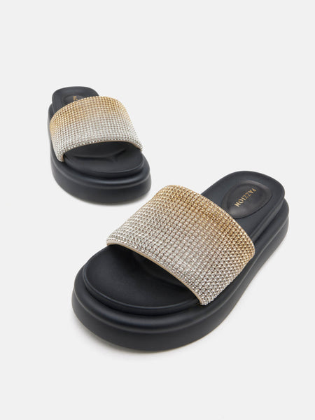 Emilie Crystal-Embellished Platform Slides – PAZZION