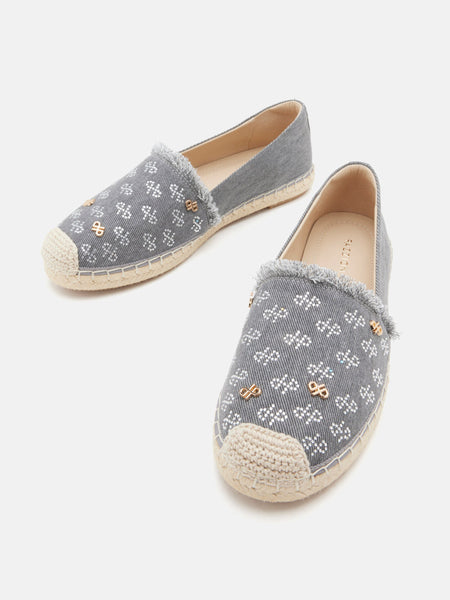 Maggie Monogram Frayed Espadrilles – PAZZION