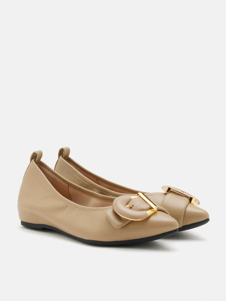 Megan Buckle Pointed Toe Flats – PAZZION